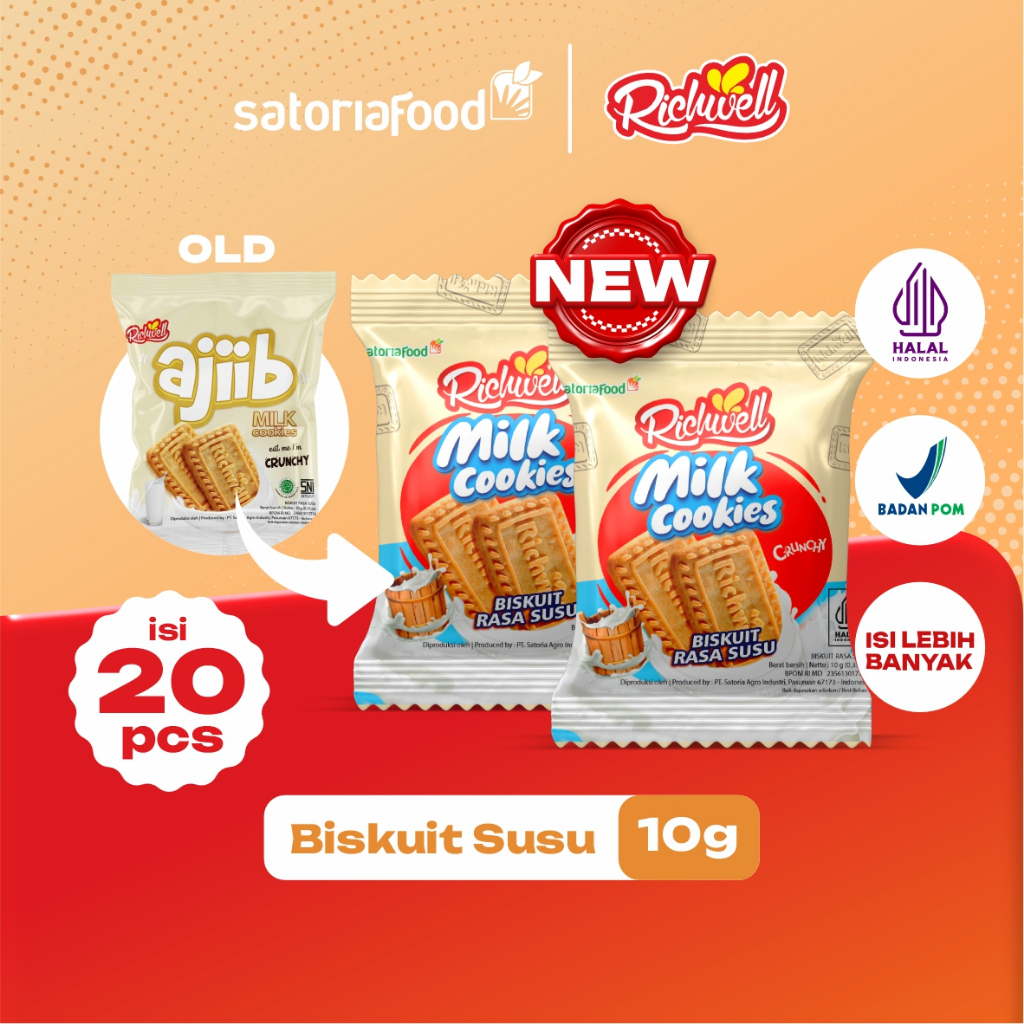 Jual Richwell Cookies Milk 10g x 20pcs | Biskuit Kukis Rasa Susu ...