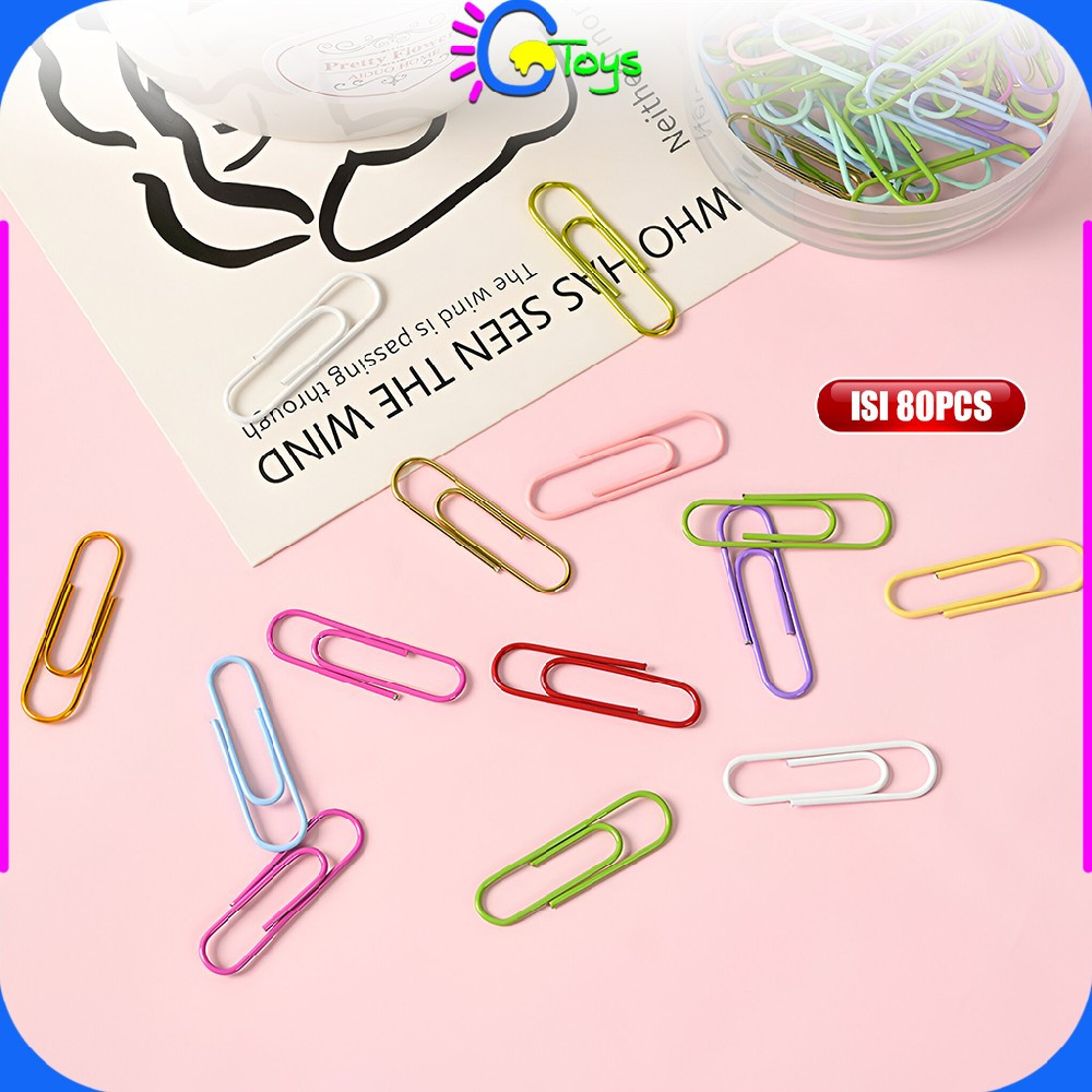 Jual CR-A109 Paper Clip Warna Metalic Isi 80pcs Klip Kertas Warna ...