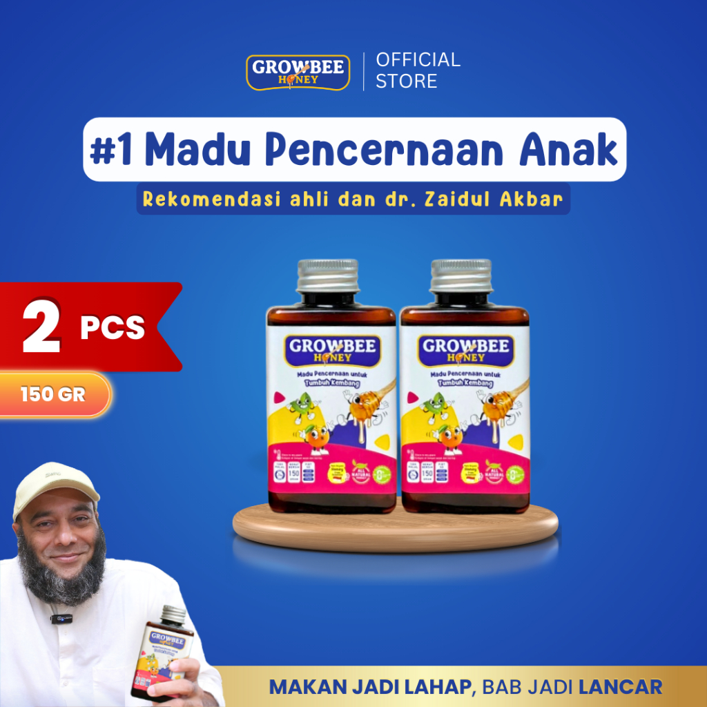 Jual GROWBEE Honey - Madu Pencernaan Anak Rekomendasi dr Zaidul Akbar - 150 gram x 2 PCS ...