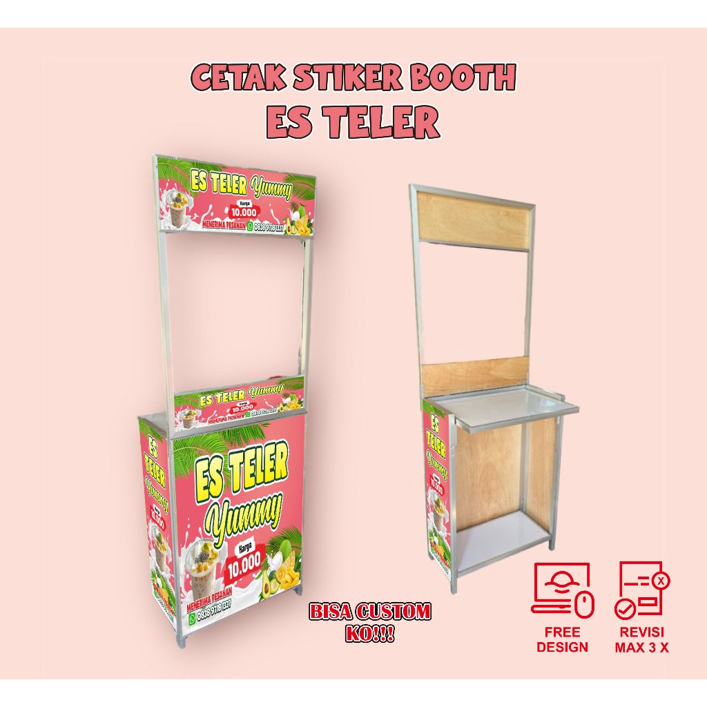 Jual CETAK STIKER GEROBAK ES TELER CUSTOM FREE DESAIN | Shopee Indonesia