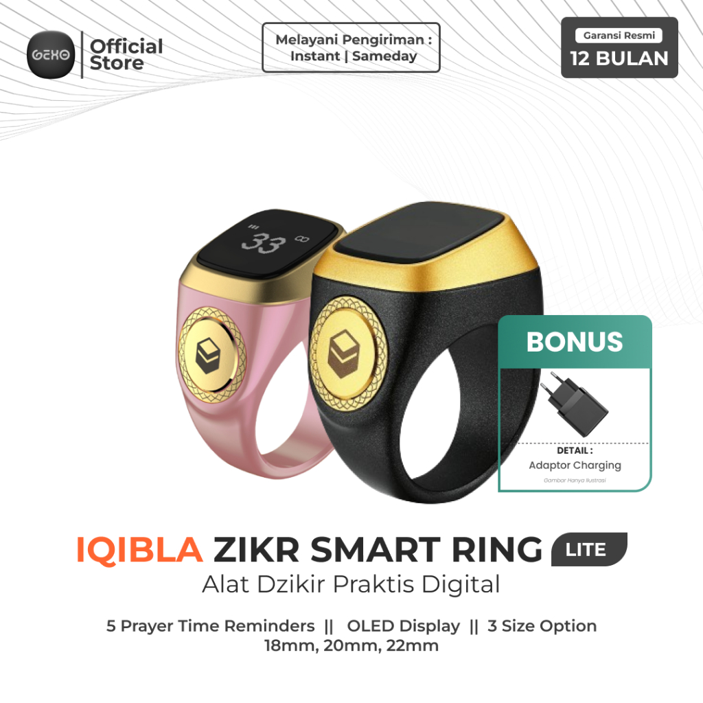 Jual iQibla Zikr Smart Ring Lite Cincin Tasbih Digital Original | Shopee Indonesia
