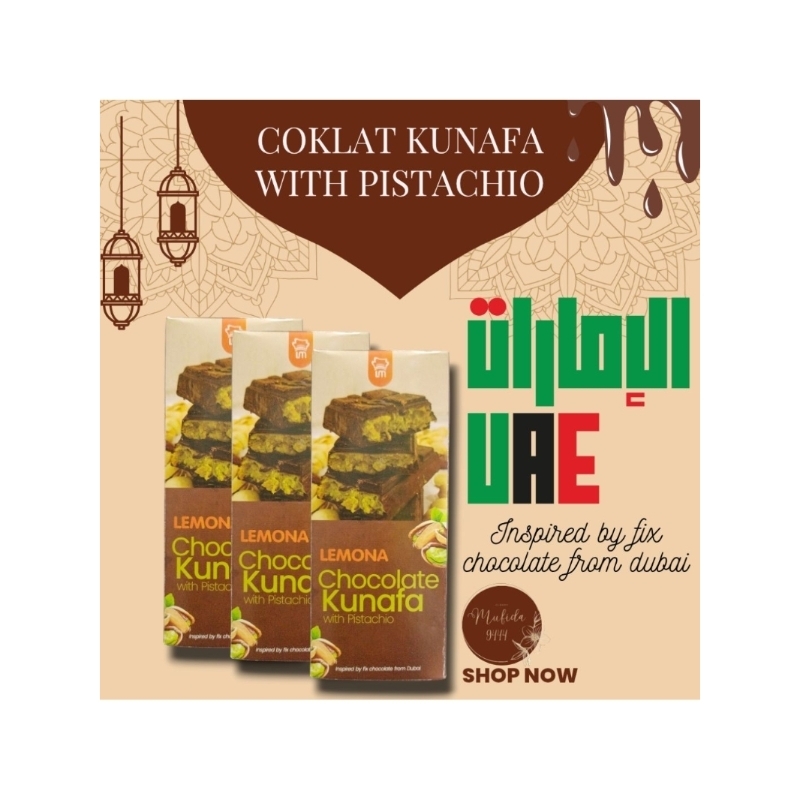 Jual lemona chocolate kunafa with pistachio/inspired coklat Dubai/coklat viral | Shopee Indonesia