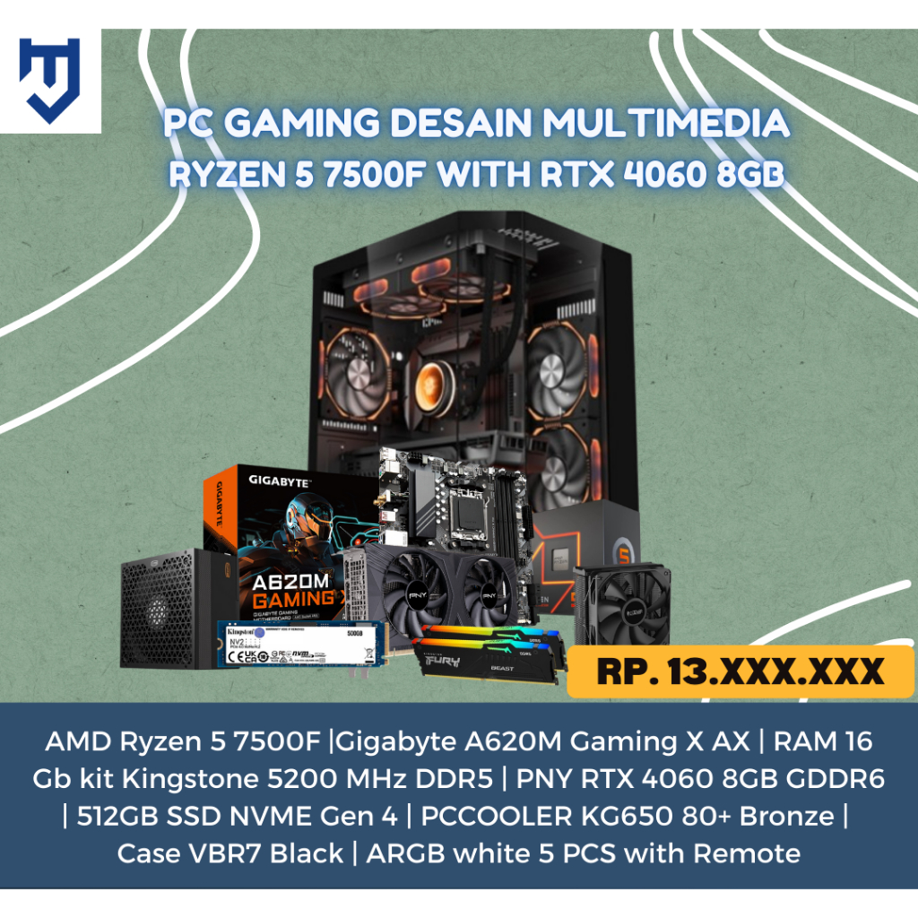 Jual PC DESAIN MULTIMEDIA Ryzen 5 7500F with RTX 4060 8GB Hemat Daya | Shopee Indonesia
