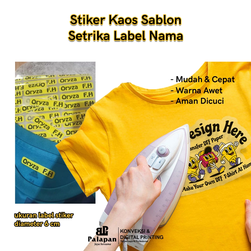 Jual Stiker Sablon Setrika Nama Baju Custom / stiker sablon label nama ...