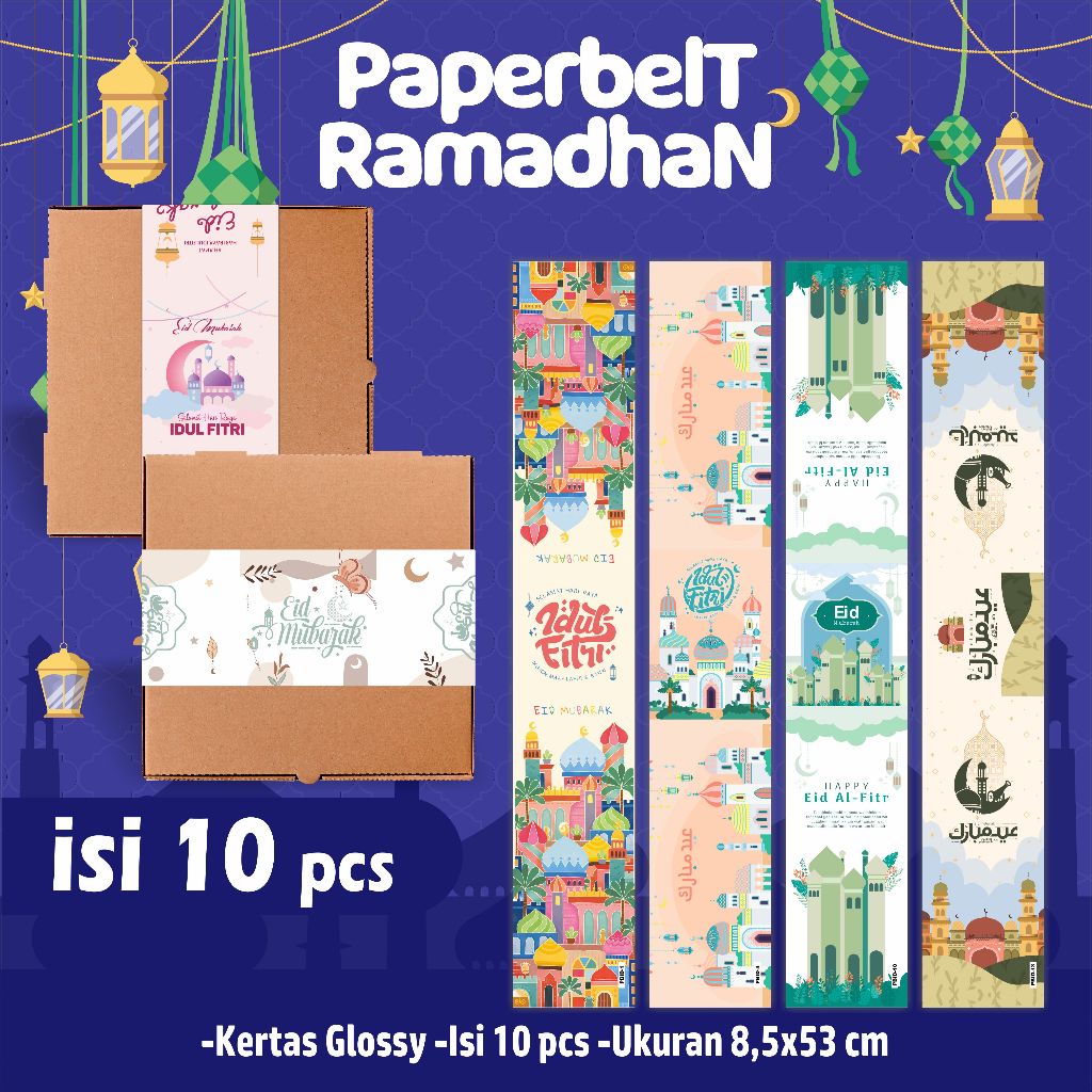 Jual Paperbelt Idul Fitri - paper sleave eid mubarak - paper belt ...