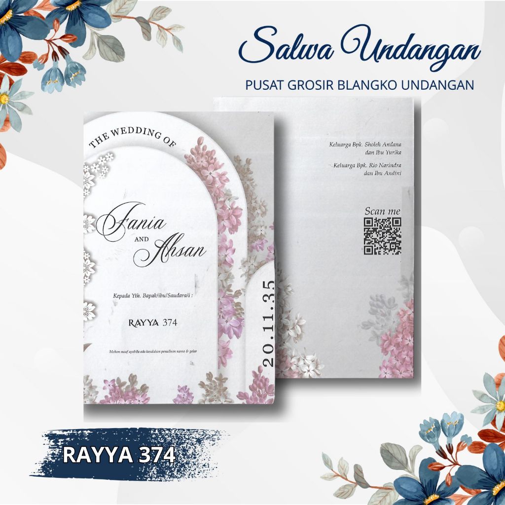 Jual Blangko Undangan Pernikahan Rayya 374 atau kertas undangan kosong ...