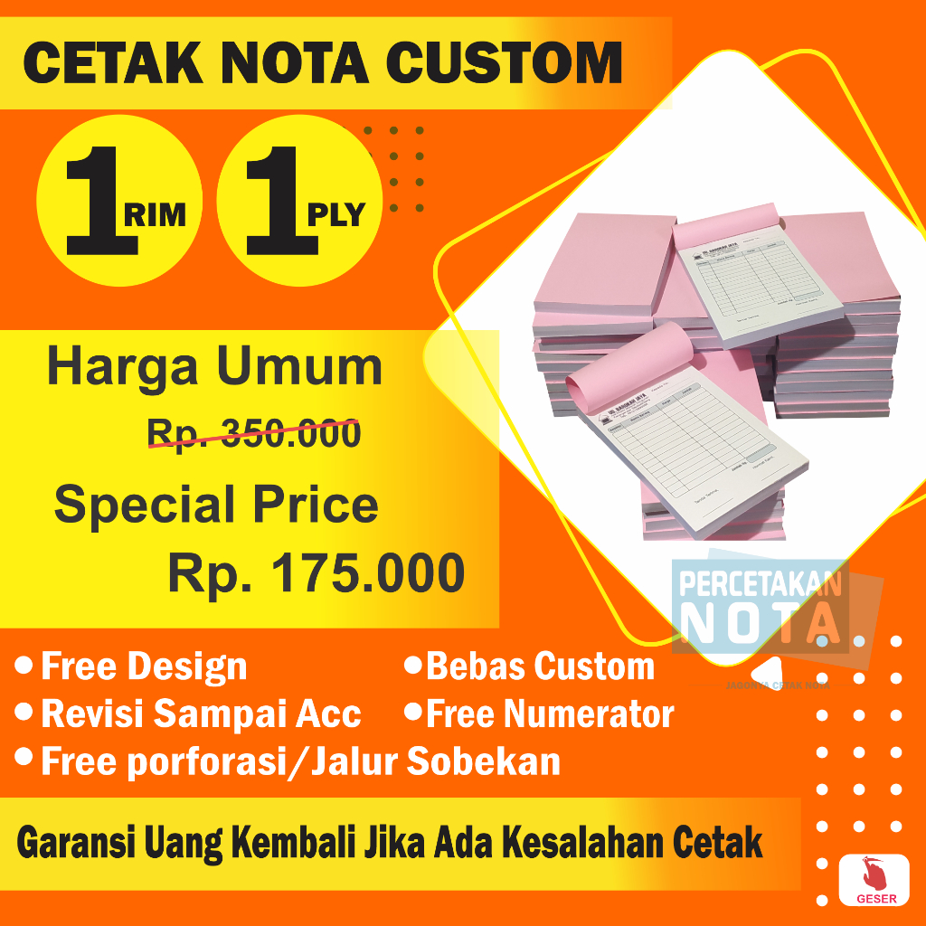 Jual Nota custom 1 ply 1 rim (bebas custom) | Shopee Indonesia