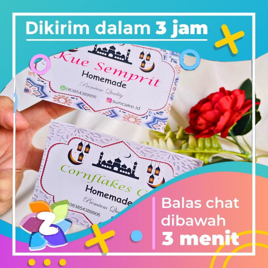 Jual stiker bakery persegi bahan chromo sticker kue lebaran toples ...