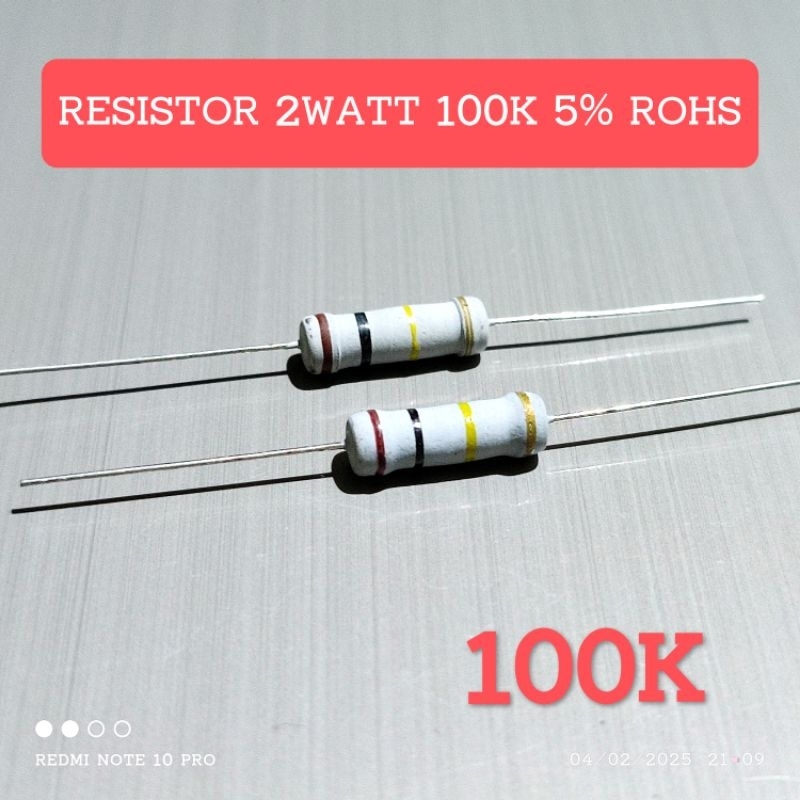Jual 5 BUAH RESISTOR 2WATT 2W 100K CF 5% ROHS | Shopee Indonesia