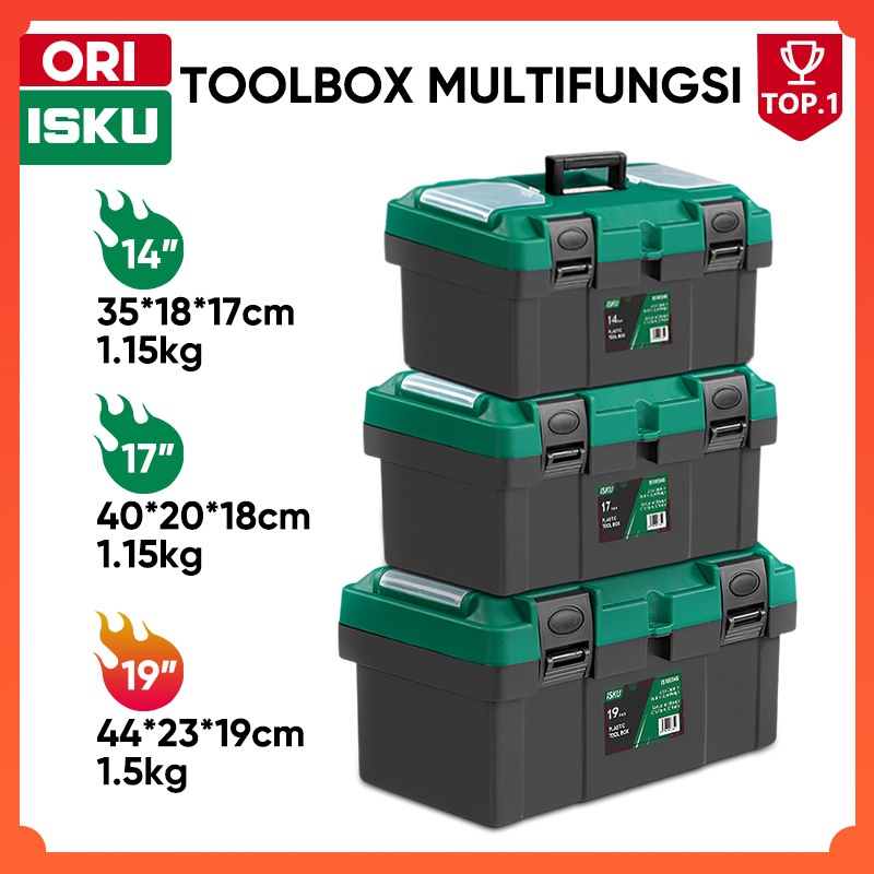 Jual ISKU Tool Box Besar Plastik 14/17/19 Inch Bahan PP Tools Box Kotak ...