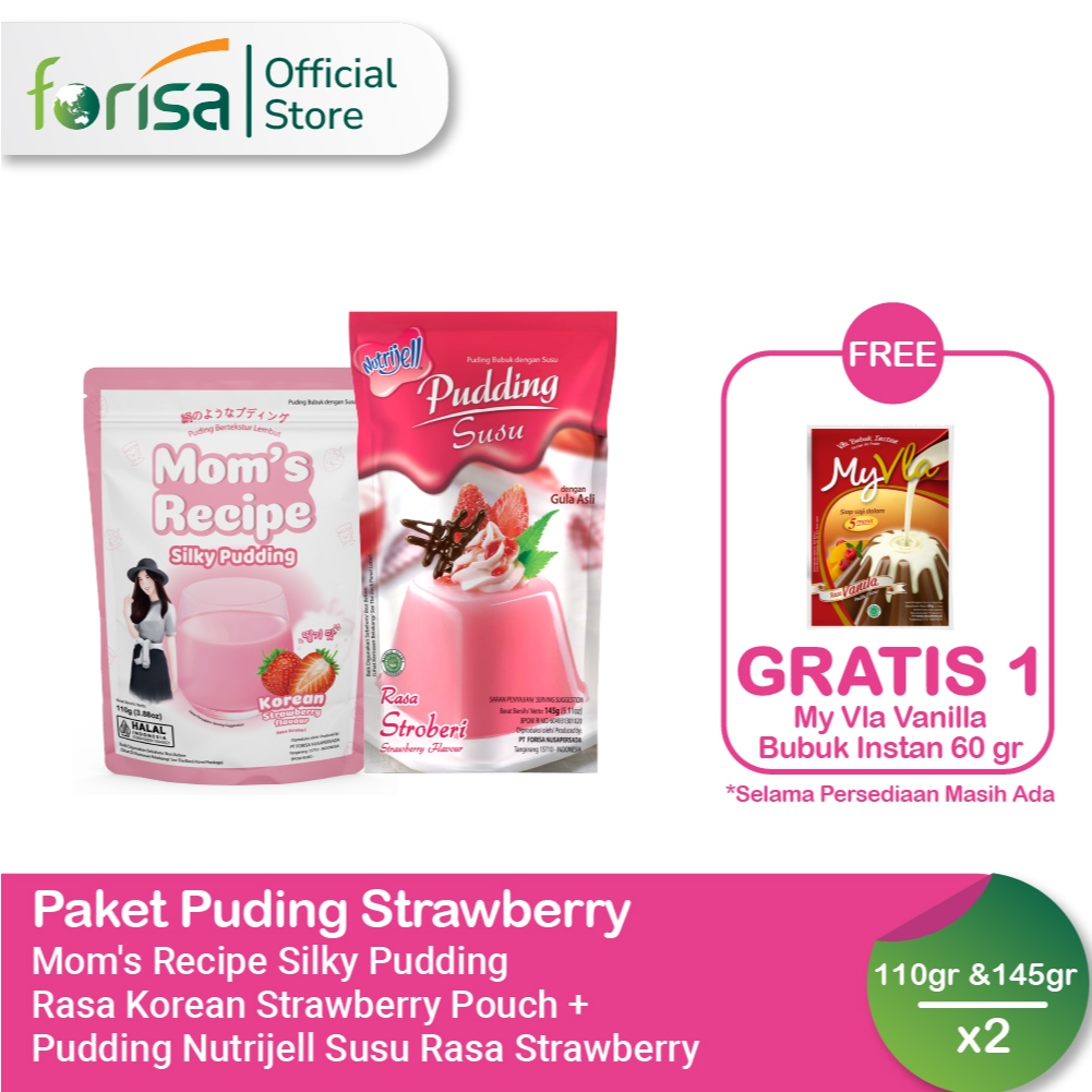 Jual Paket Puding Strawberry - Mom's Recipe & Pudding Nutrijell Free My ...