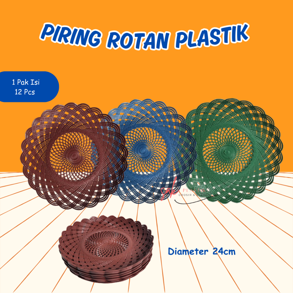 Jual Piring Plastik Rotan Lusinan Isi 12 Pcs l Piring Anyaman Rotan Plastik | Shopee Indonesia