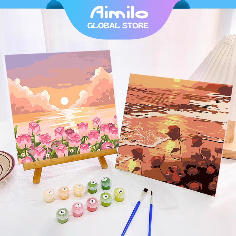 Jual Aimilo Paint By Number 20x20cm Lukisan Kanvas DIY Digital Painting ...