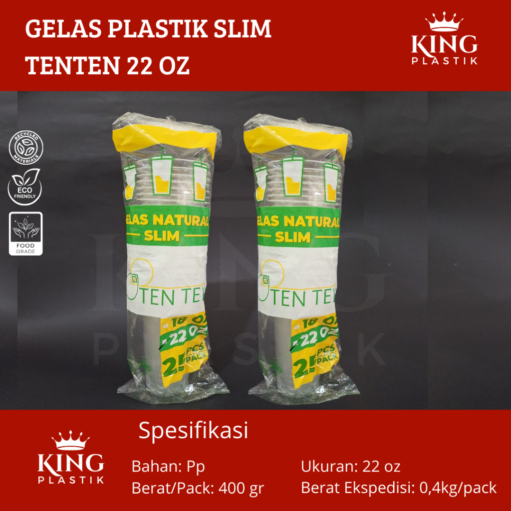 Jual Gelas Plastik Datar Bening TenTen 22oz Isi 50pcs | Cup Plastik ...