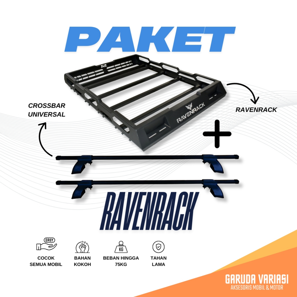 Jual Paket Crossbar Universal + Roofrack RAVENRACK Rak Mobil Kaki ...