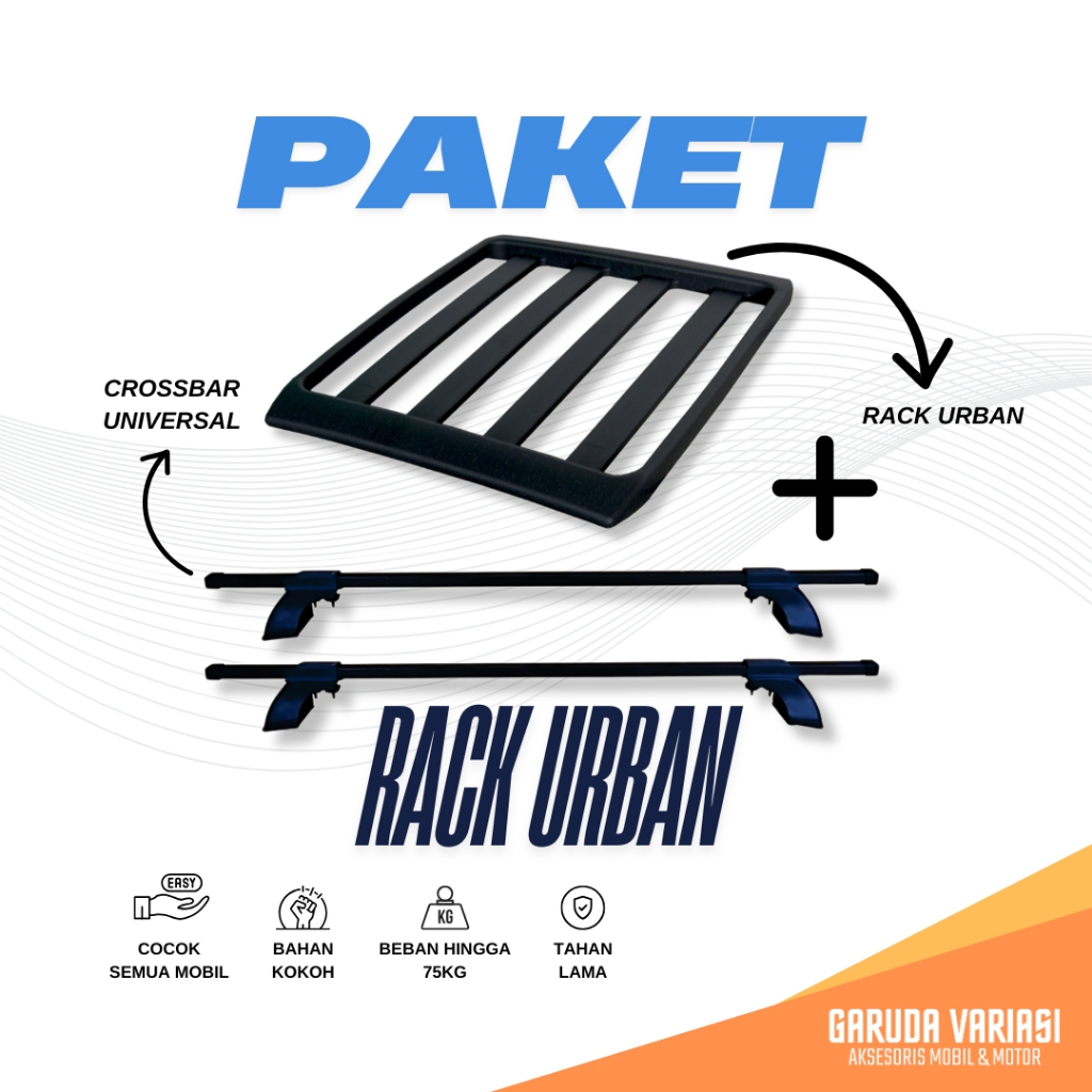 Jual Paket Crossbar Universal + Roofrack RACK URBAN Rak Mobil Kaki ...