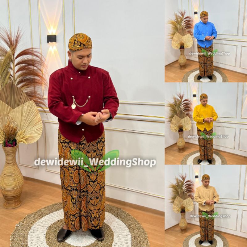 Jual (1set, Cowok) Pakaian Adat Jawa / Beskap + Jarik + Blangkon + Free ...