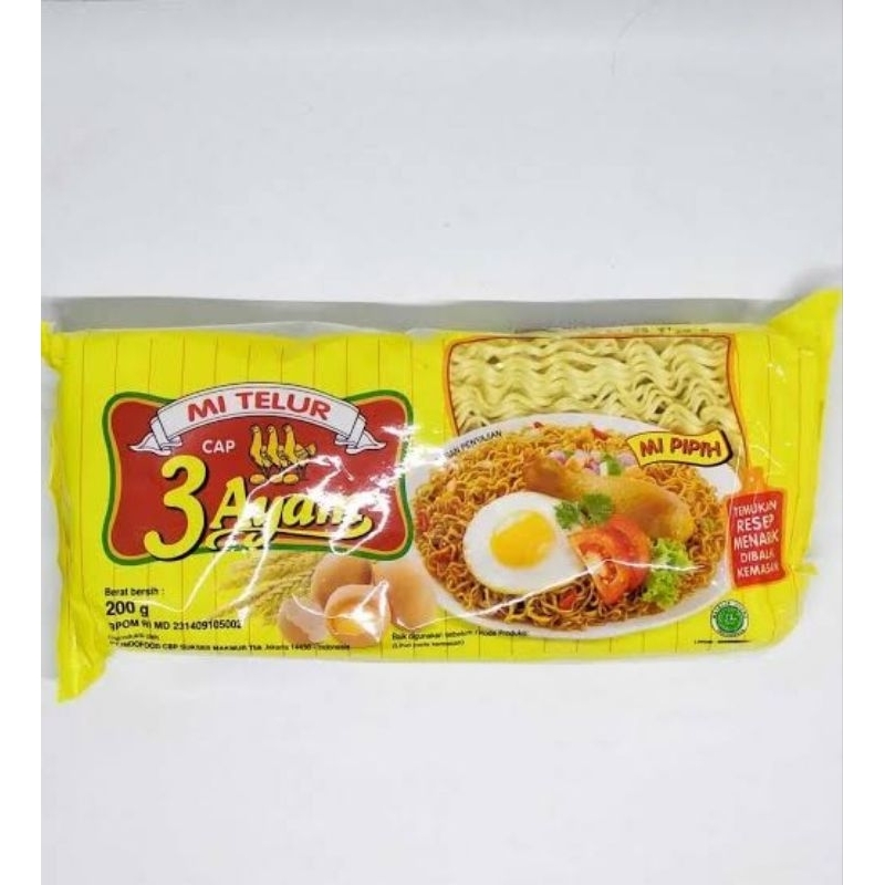 Jual [Mie] Mi Telur Kuning Cap 3 Ayam - Mie Kering | Kemasan 200gr ...