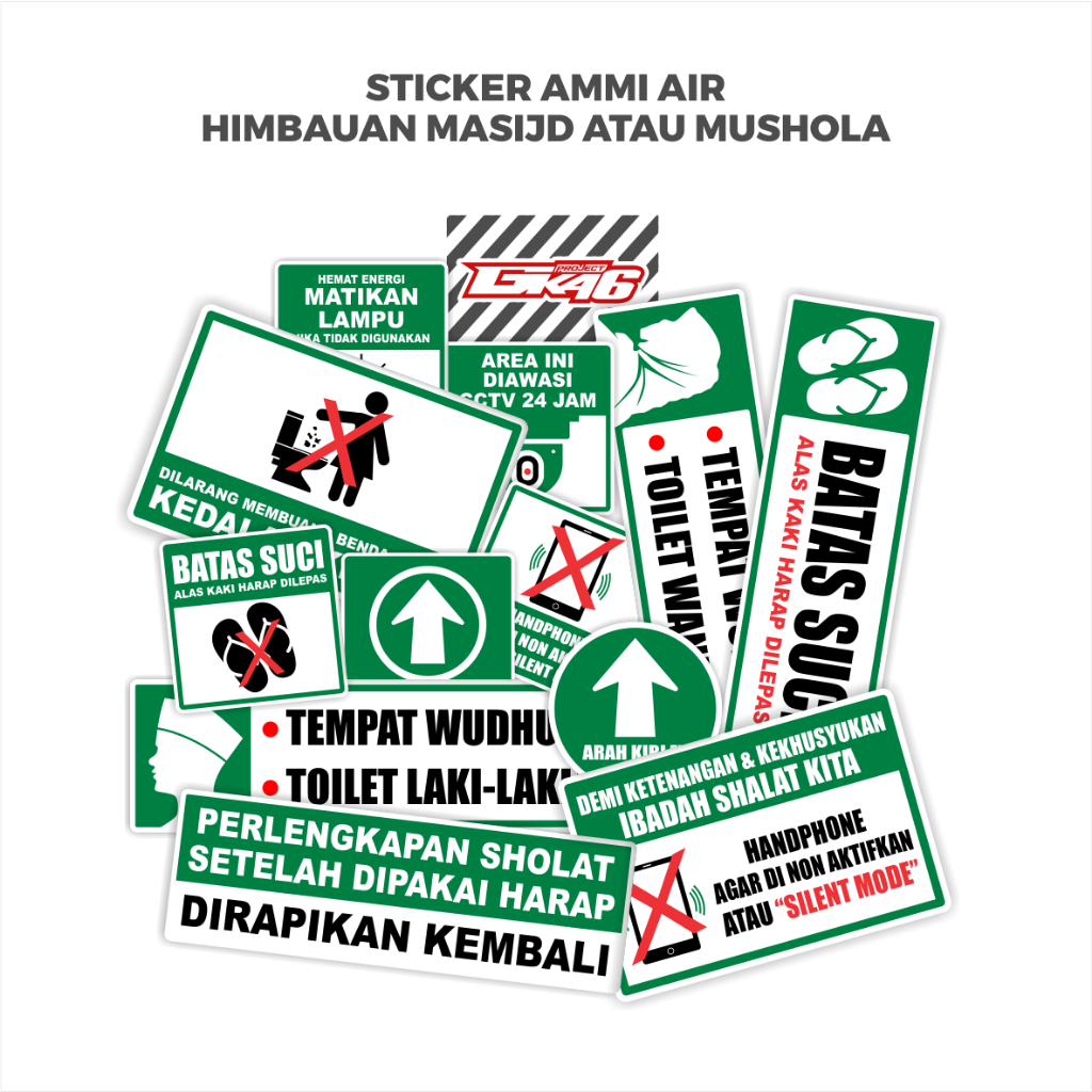 Jual Stiker Arah Kiblat, Sticker Matikan HP, Stiker Batas Suci, Stiker ...
