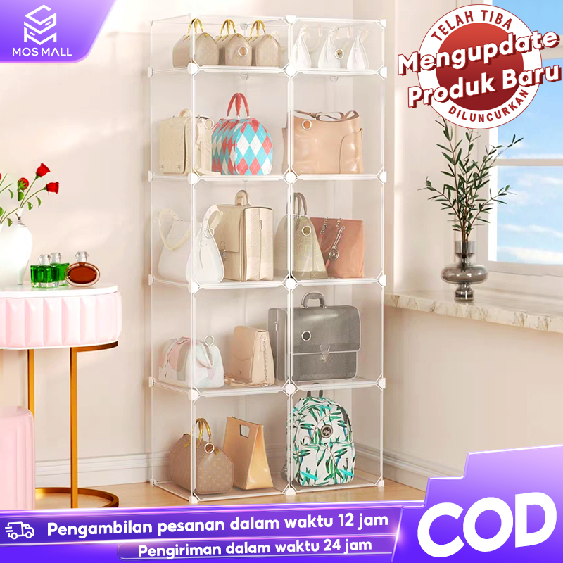 Jual MOS Rak Tas Transparent/Rak Buku Anti Debu/Lemari Boneka Mainan ...