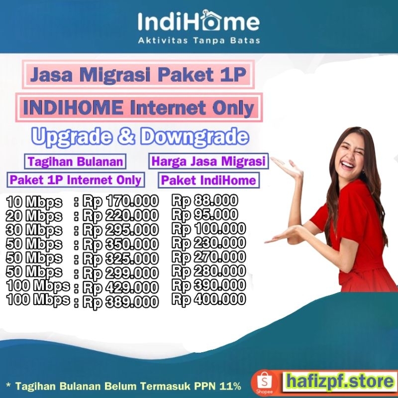 Jual Migrasi Indihome Paket 1P Internet | 10 - 100 Mbps | Downgrade ...