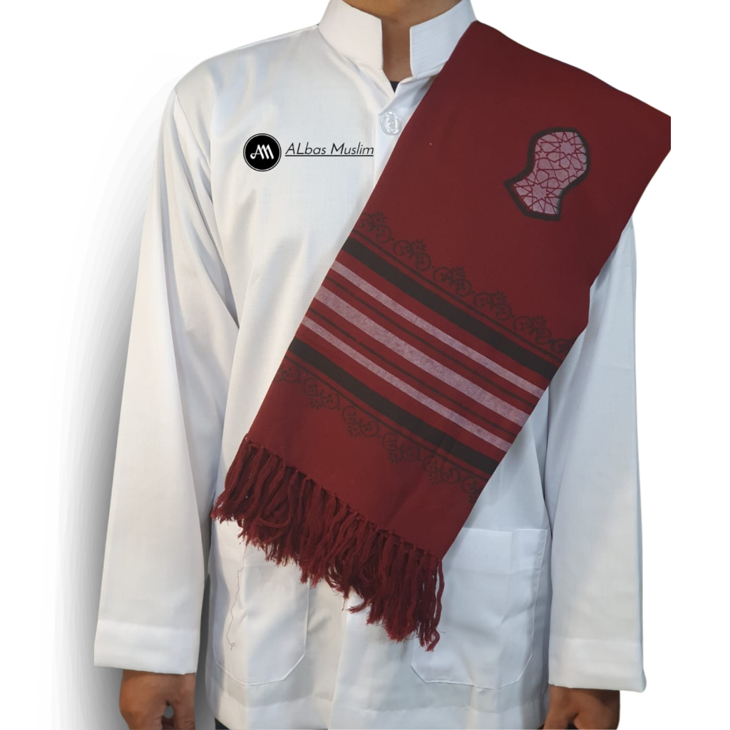 Jual Albas Sorban Motif Pria Merah Maroon Rida Terompah | Shopee Indonesia