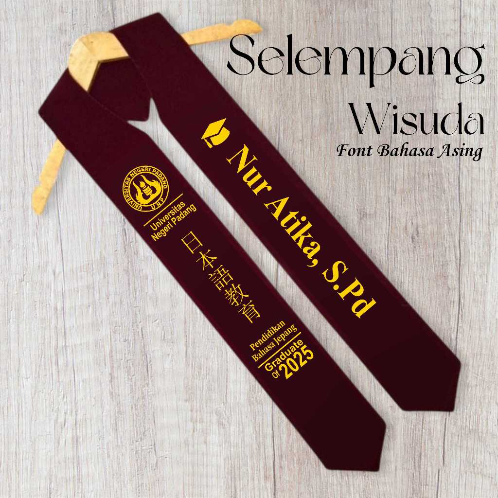 Jual Selempang Wisuda Font Bahasa Asing Sash Graduation Slempang Kompre ...
