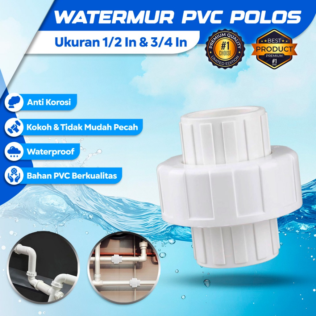 Jual Watermur PVC Polos 1/2 Inch 3/4 Inch – Sambungan Pipa Water Union ...