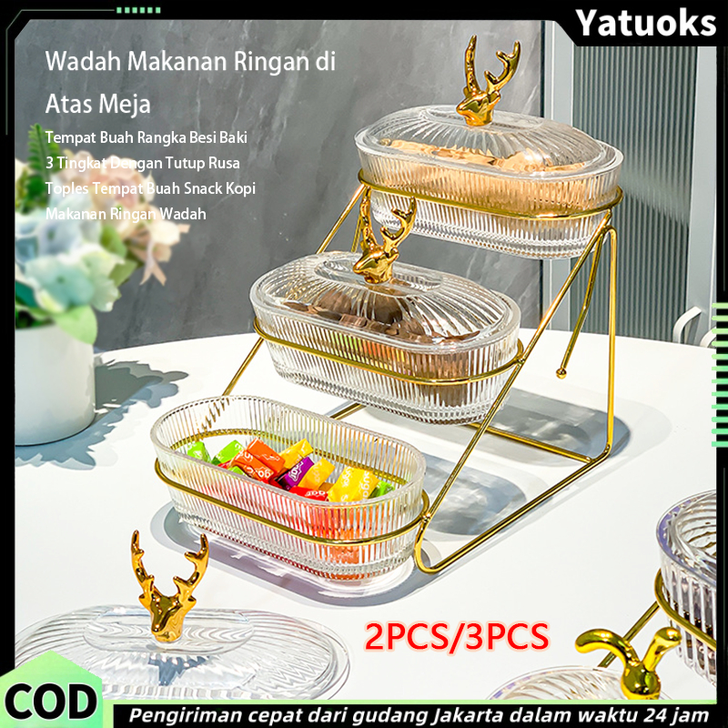 Jual Wadah Makanan Ringan di Atas Meja/Tempat Buah Rangka Besi Baki 3 ...