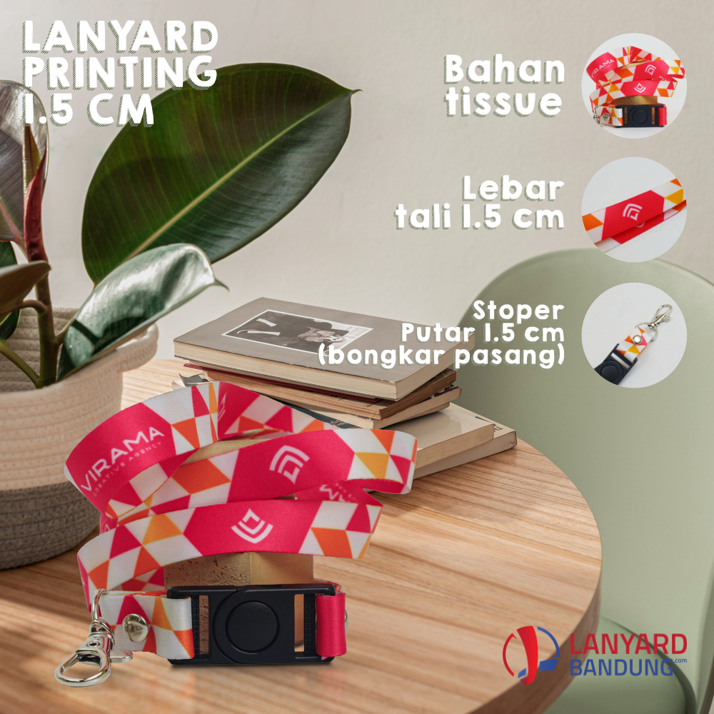Jual cetak lanyard sublim 1,5cm 2muka / tali kartu print 1,5cm / pita ...