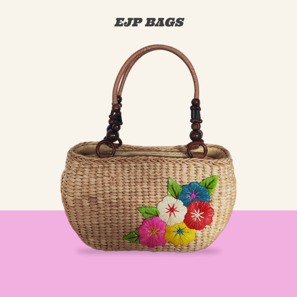 Jual Tas Enceng Model Oval Dengan Sulam | Shopee Indonesia