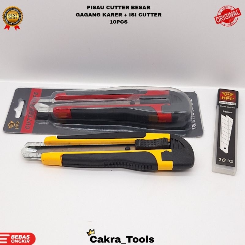Jual PISAU CUTTER + ISI CUTTER BESAR 18MM / SET PISAU CUTTER DAN ISI CUTTER | Shopee Indonesia