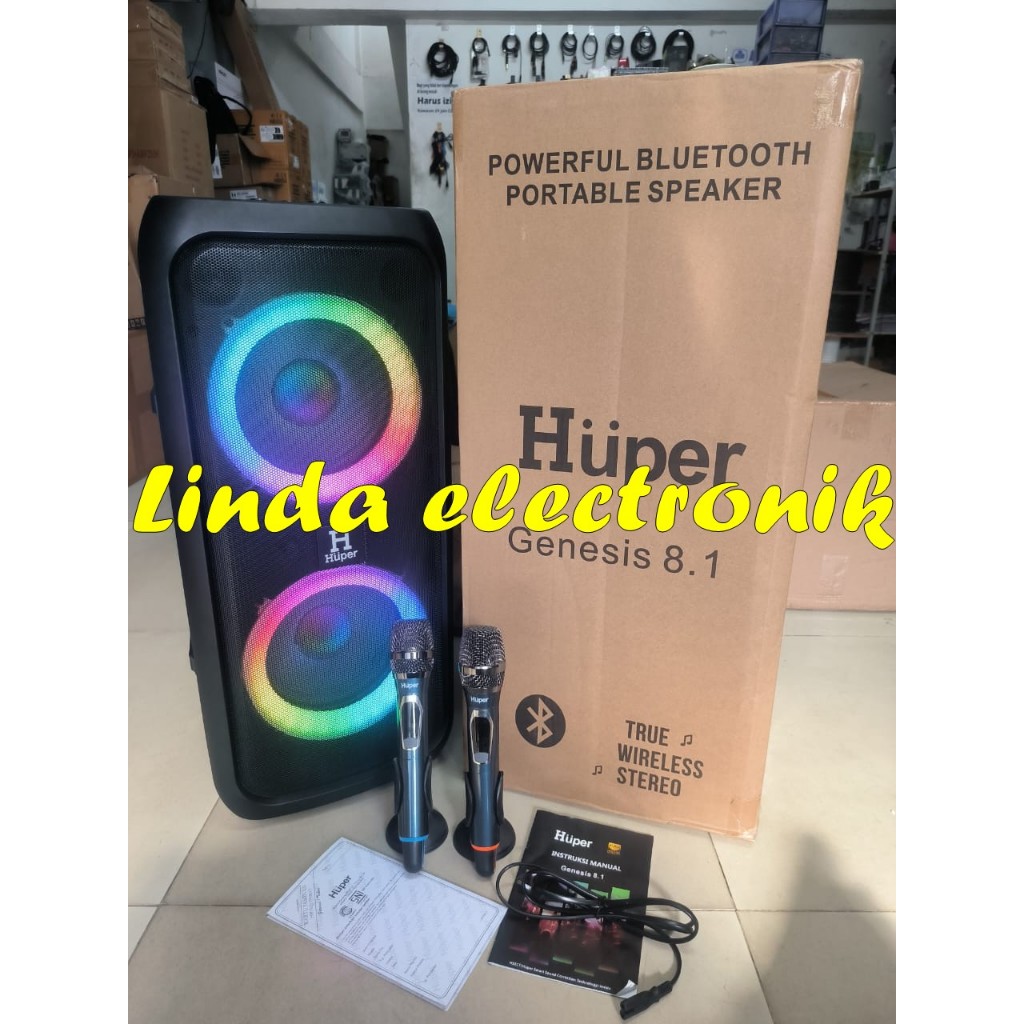 Jual new speaker aktif portable huper genesis 8.1 8 inch woofer x2 ...