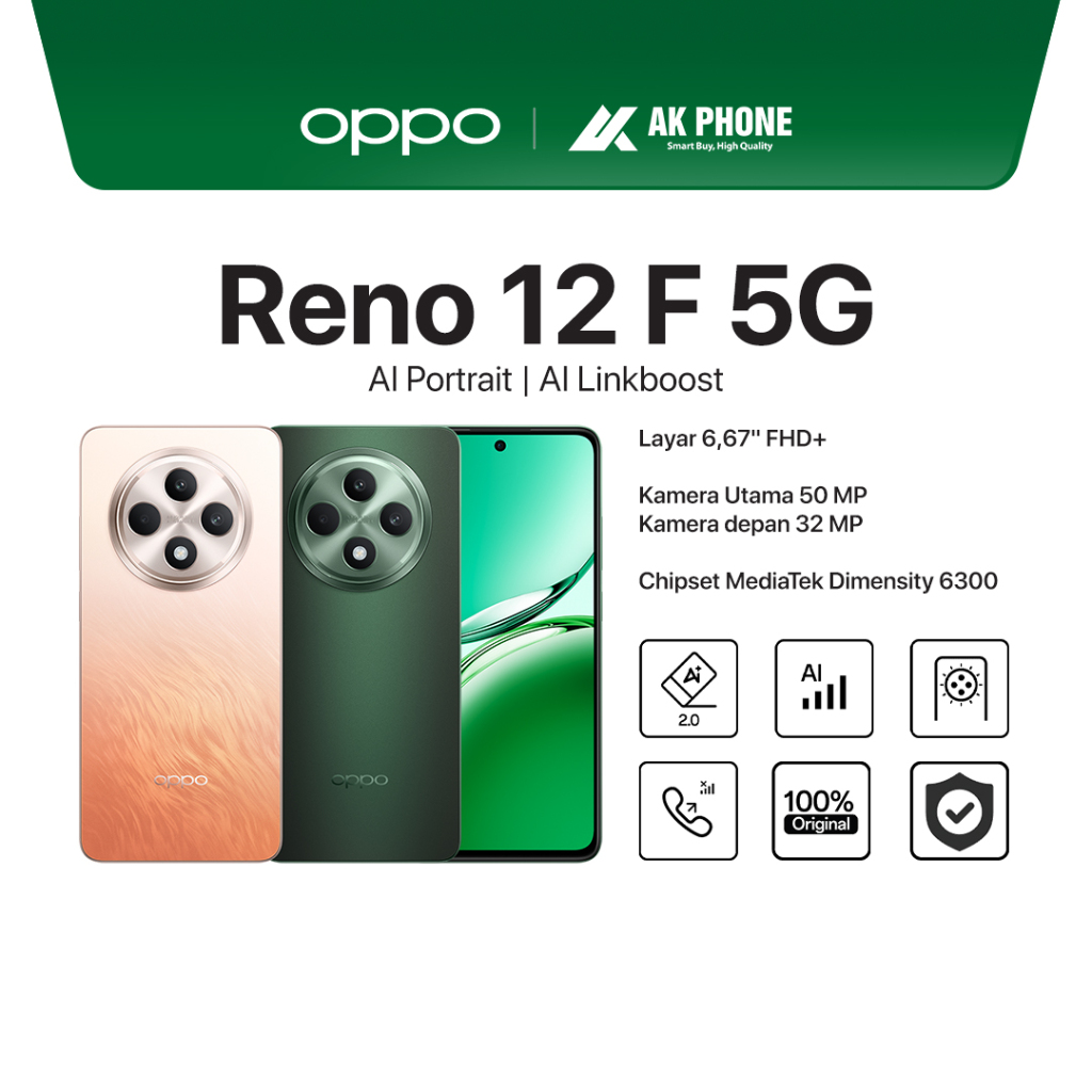Jual OPPO Reno12 F 5G Garansi Resmi (AK PHONE JAMBI) | Shopee Indonesia