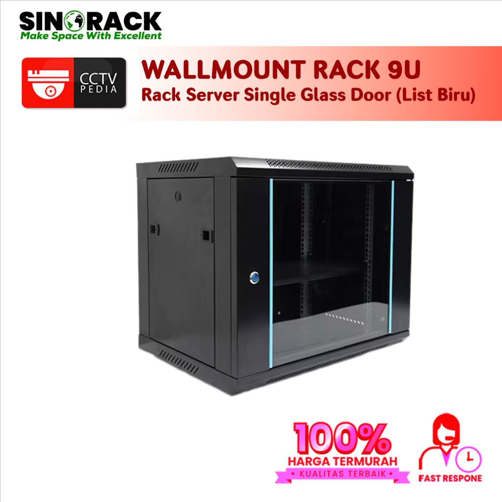 Jual SINORACK Wallmount Rak Server 9U Singel Fan (60x50x54.5cm ...