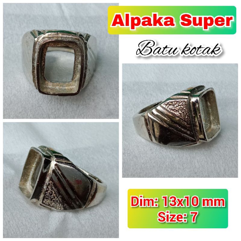 Jual emban batu akik dan permata alpaka super tanam ukir model kotak.15 ...