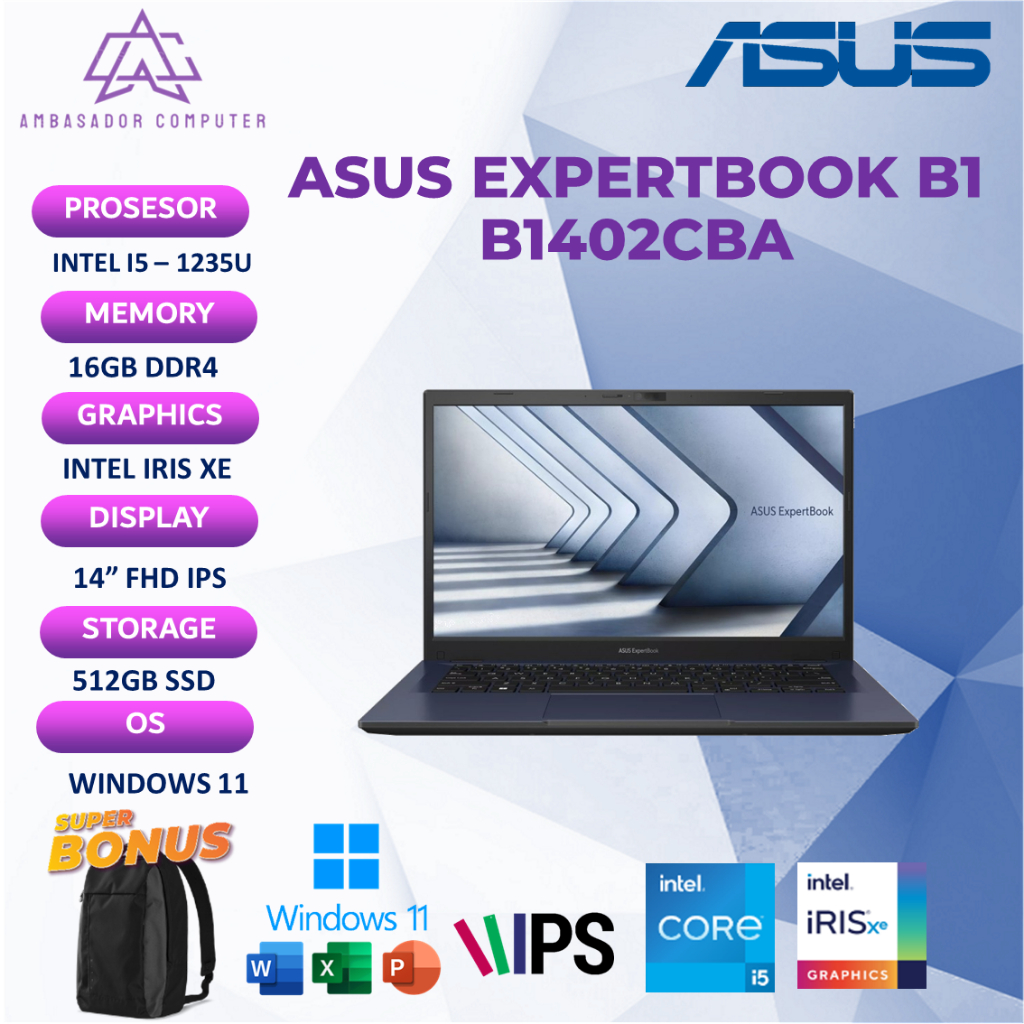 Jual Asus Expertbook B1 B1402CBA i5 1235U 16GB 512GB Full HD IPS ...