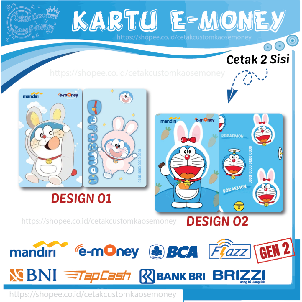 Jual KARTU E MONEY E TOLL KARTUN GAMBAR DORAEMON ANIME MANDIRI EMONEY ...