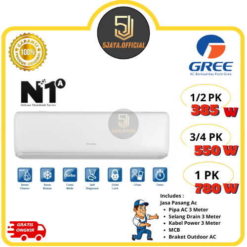 Jual AC Gree Standar N1A 1/2PK, 1PK - GWC05N1A/GWC07N1A/GWC09N1A ...