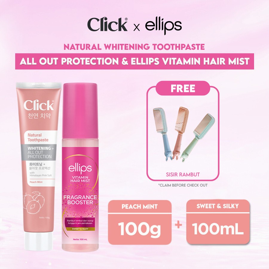 Jual Click Natural Toothpaste Whitening + All Out Protection & Ellips ...