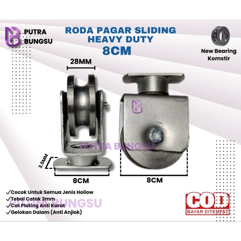 Jual (PROMO) RODA PAGAR SLIDING HEAVY DUTY 8CM (cocok untuk semua jenis ...