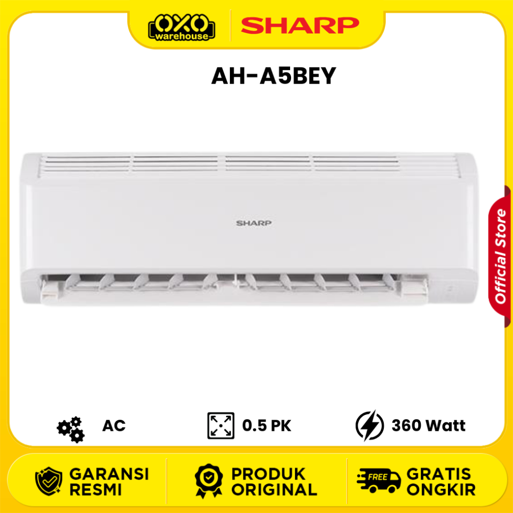 Jual SHARP AC AH-A5BEY Split 1/2 PK Standard Basic Low Watt Garansi Resmi | Shopee Indonesia