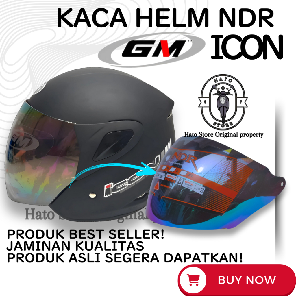 Jual Kaca Helm GM ICON Produk asli NDR anti silau dengan proteksi Extra ...