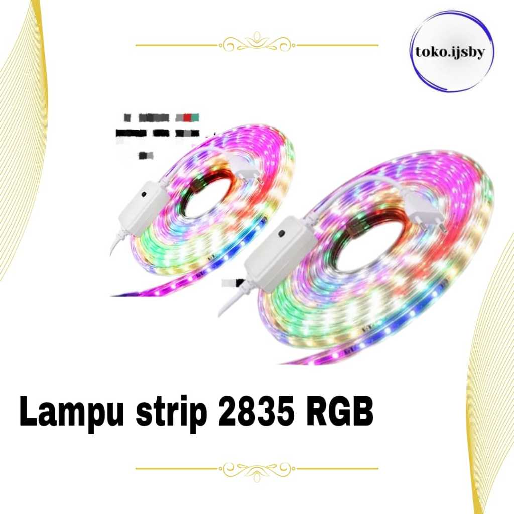 Jual LAMPU LED STRIP SELANG WARNA WARNI 3528 2835 220V + ADAPTOR ...