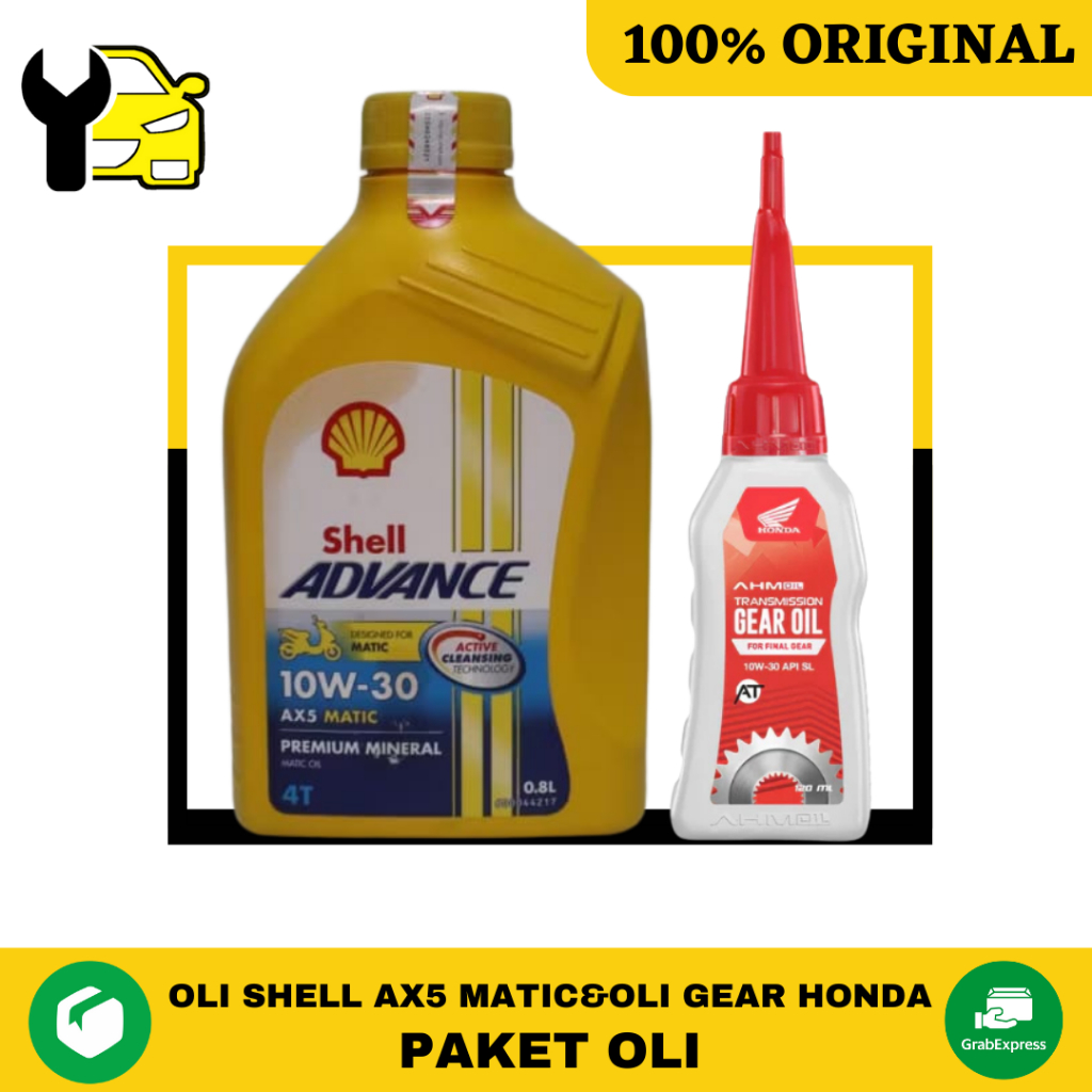 Jual Paket Oli Shell Advance AX5 Matic 10W-30 800ML/Plus AHM Gear 120ML/Oli Mesin Motor Matic ...