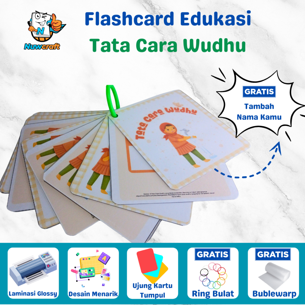 Jual Flashcard Tata Cara Wudhu – Kartu Edukasi Islami Anak, Belajar ...