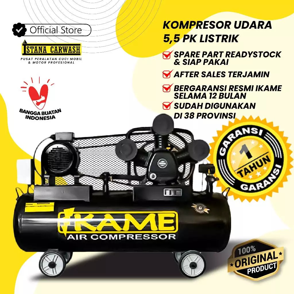 Jual Kompresor Udara Angin Listrik 5,5HP 5,5PK Pompa Angin Air Compressor IKAME | Shopee Indonesia