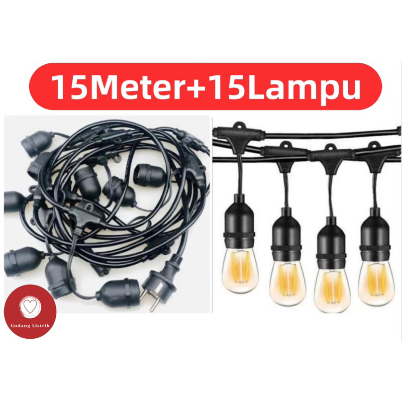 Jual 15 Meter 15 Lampu 10 meter 10 lampu Led Outdoor Fitting Lampu ...
