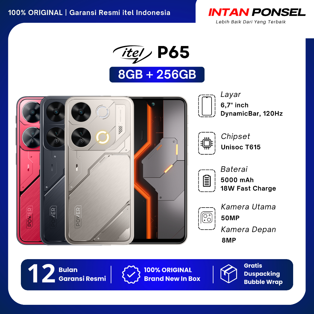 Jual itel P65 | 8GB + 128GB | Garansi Resmi Itel Indonesia 1 Tahun ...