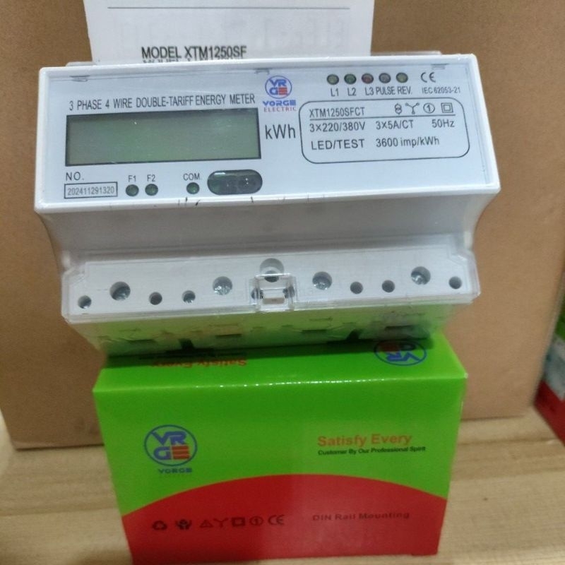 Jual KWH Meter Digital 3Phase 3P 3 Phase VORGE XTM1250SFCT Double 2 Tarif 2tarif by CT .../5A ...